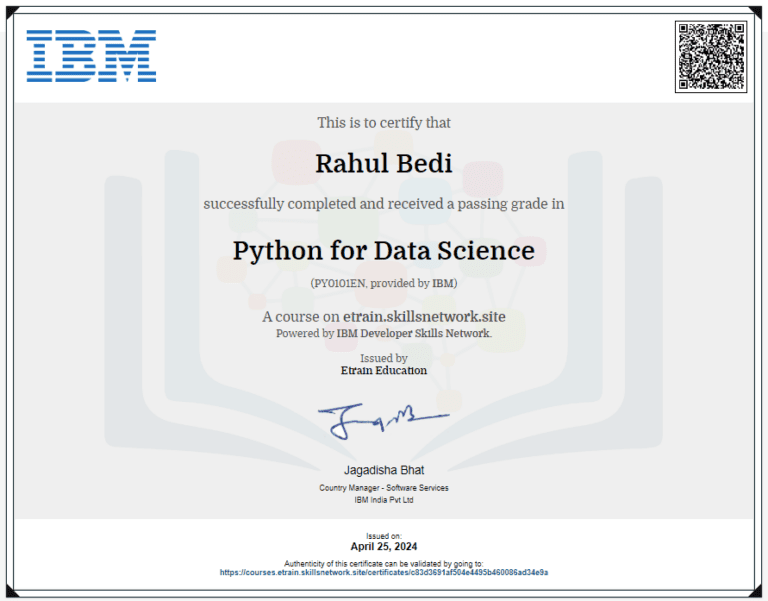 IBM Python for Data Science Certification Course – EtrainIndia