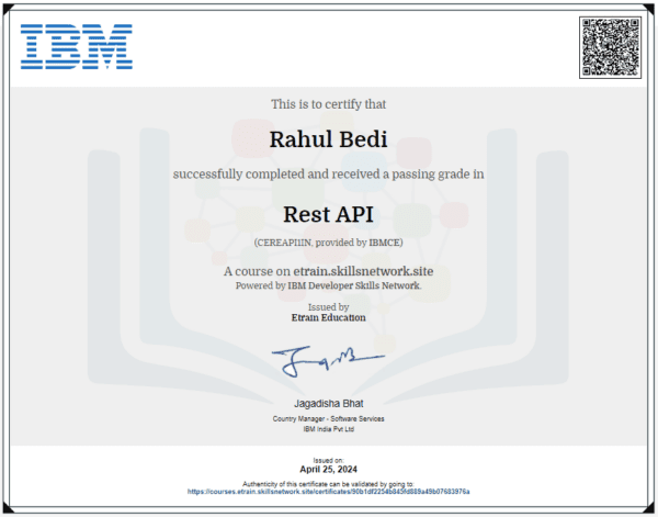 IBM Rest API Certification Course – EtrainIndia