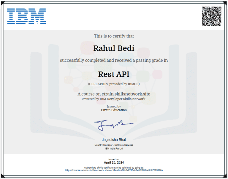 IBM Rest API Certification Course – EtrainIndia