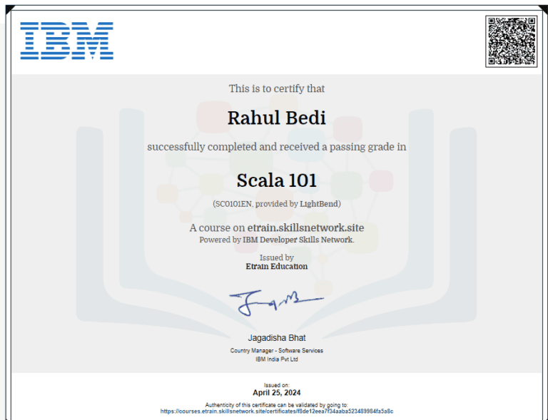 IBM Scala 101 Certification Course – EtrainIndia